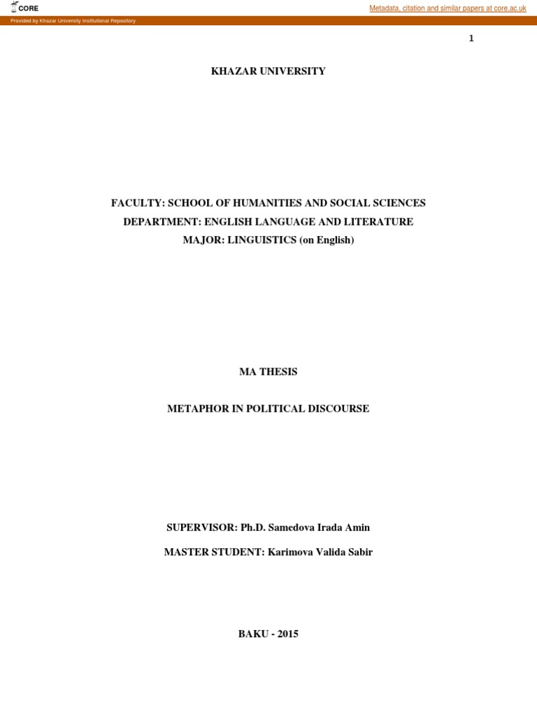 Metaphors in Political Discourse Analysis | PDF