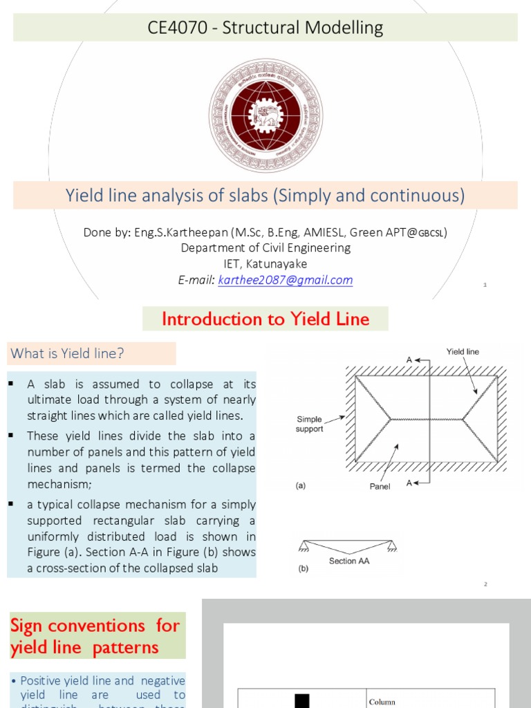 Ce4070 Structural Modelling Yield Line Analysis Of Slab Iet Pdf Force Rotation