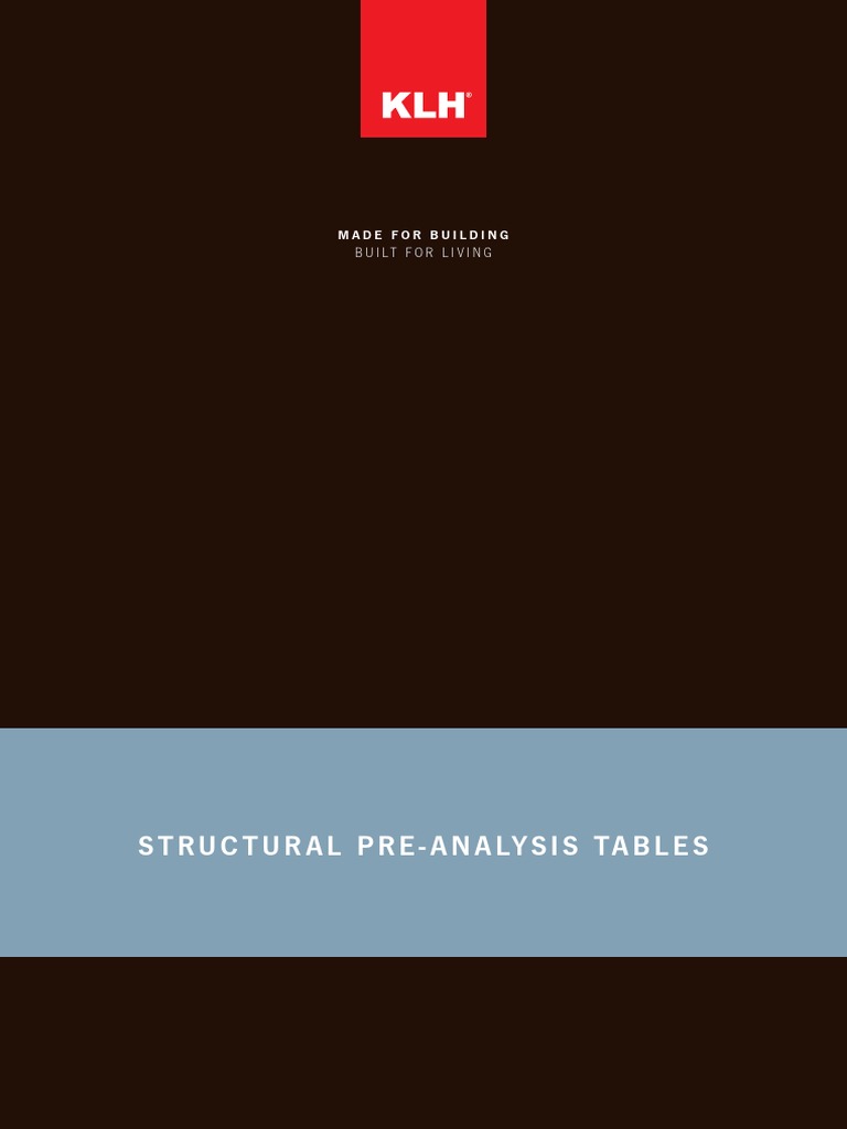 KLH Structural Pre-Analysis Tables | PDF | Drywall | Bending