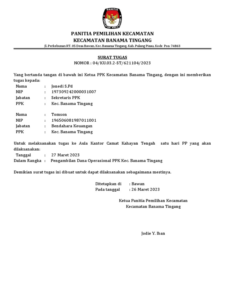 Surat Tugas PPK | PDF