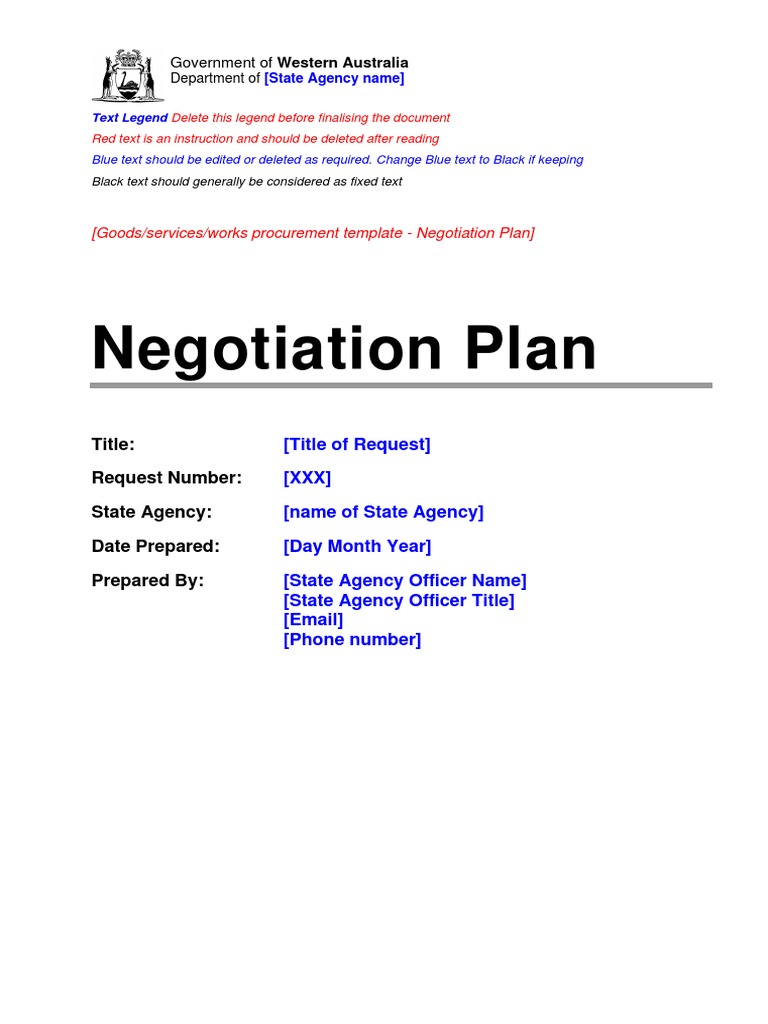 Template - Negotiation Plan 13072021 | PDF | Negotiation | Indemnity