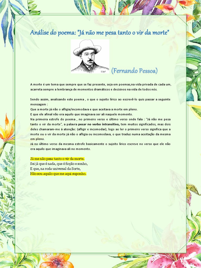 Fernando Pessoa - Análise Do Poema | PDF