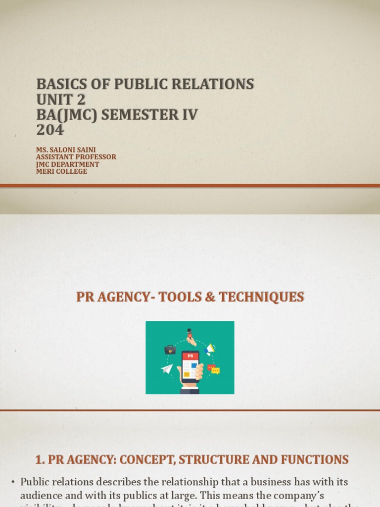 Public Relations Unit 2 | PDF | Public Relations | Mass Media