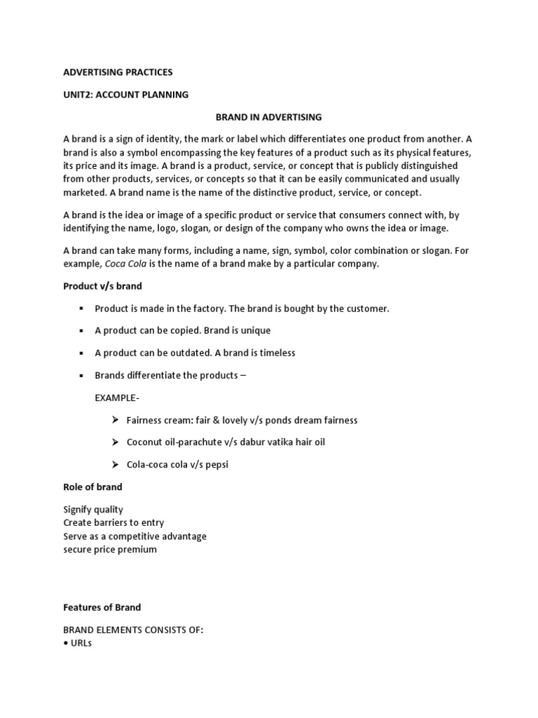 Advertising Notes Sem4 | Download Free PDF | Brand | Brand Management