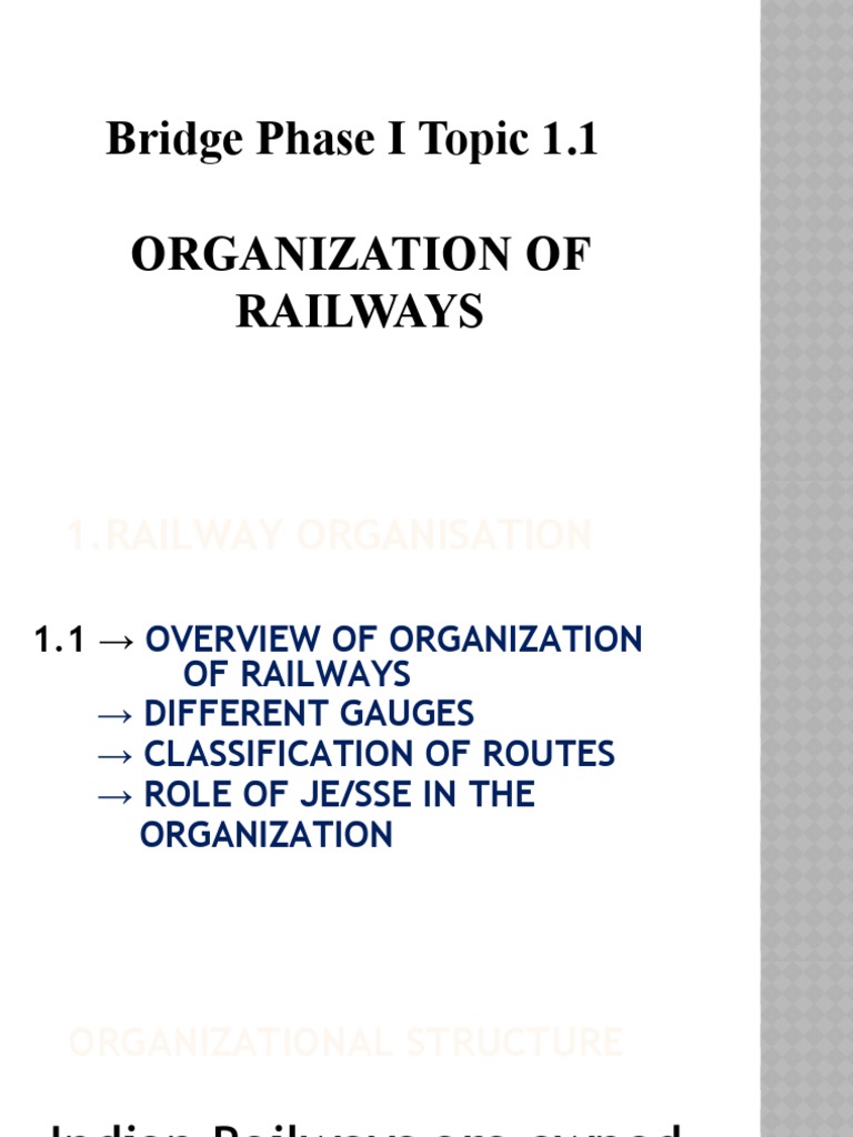 BR - Phase I 1.1 Organization of Indian Railways | Download Free PDF ...
