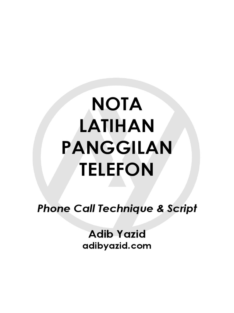 Ebook Adib Yazid - Teknik Panggilan Telefon & Skrip | PDF