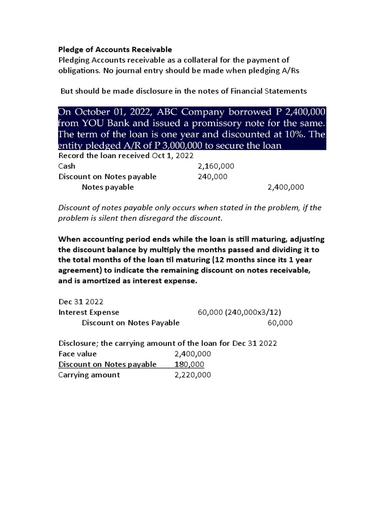 Pledge of Accounts Receivable | PDF