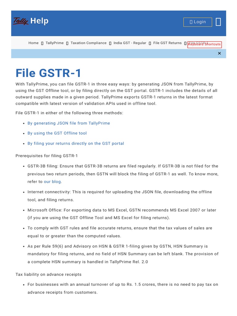 Filing GSTR-1 with TallyPrime Guide | PDF | Microsoft Excel | Comma ...