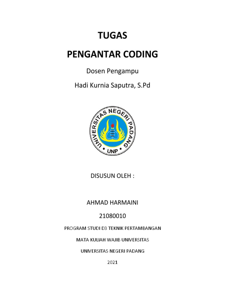 Ahmad Harmaini-21080010 Tugas Coding p.7 | PDF | Komputer