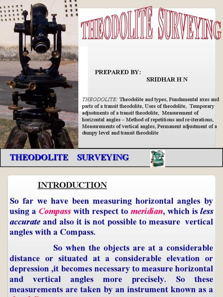 Theodolite Surveying | PDF | Surveying | Metrology