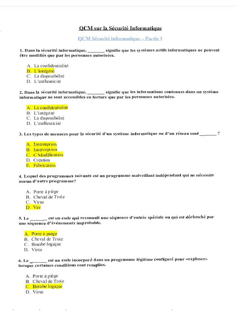 QCM Logiciel Malveillant PDF | PDF