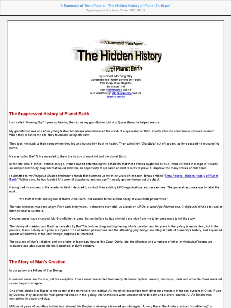 A Summary of Terra Papers - The Hidden History of Planet Earth | PDF ...
