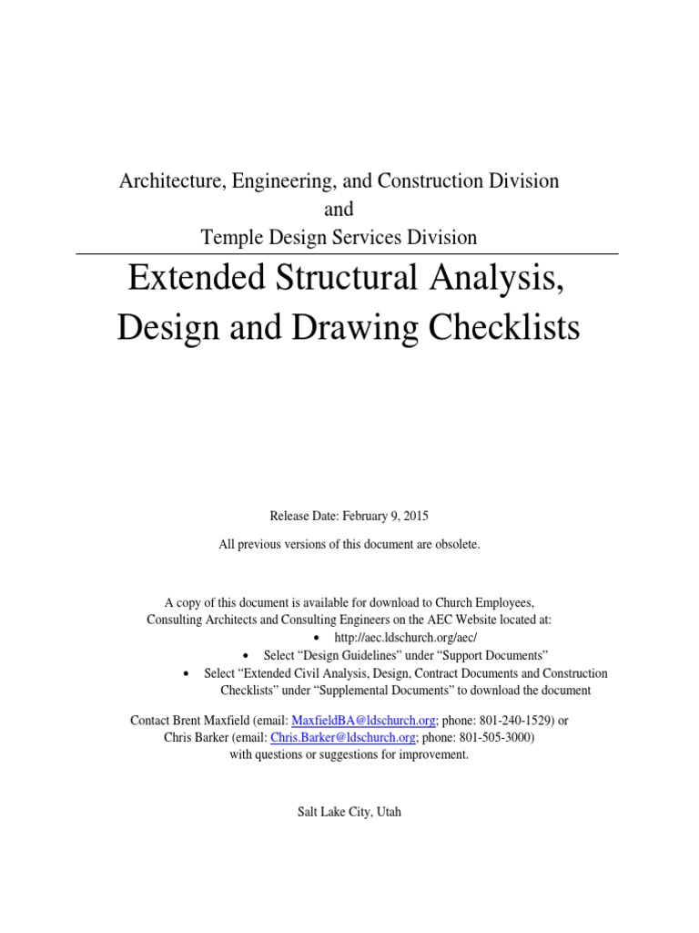 Extended Structural Analysis Design and Drawing Checklists | PDF ...