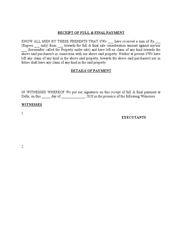 RECEIPT Full and Final | PDF