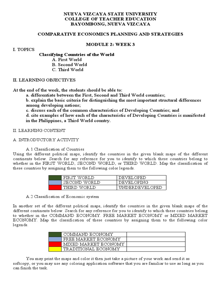 Module 2 - Classifying Countries | PDF | Economic System | Market (Economics)