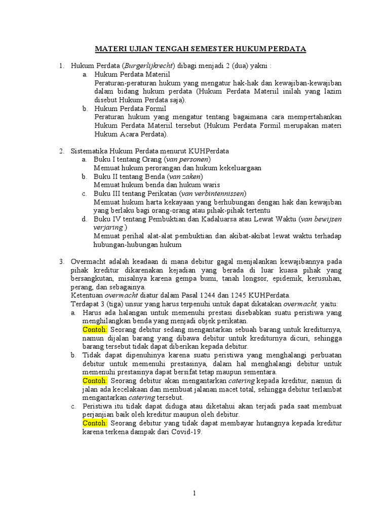 Materi UTS Hukum Perdata | PDF