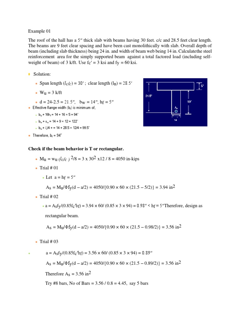 Example For T Beam | PDF | Structural Engineering | Civil Engineering