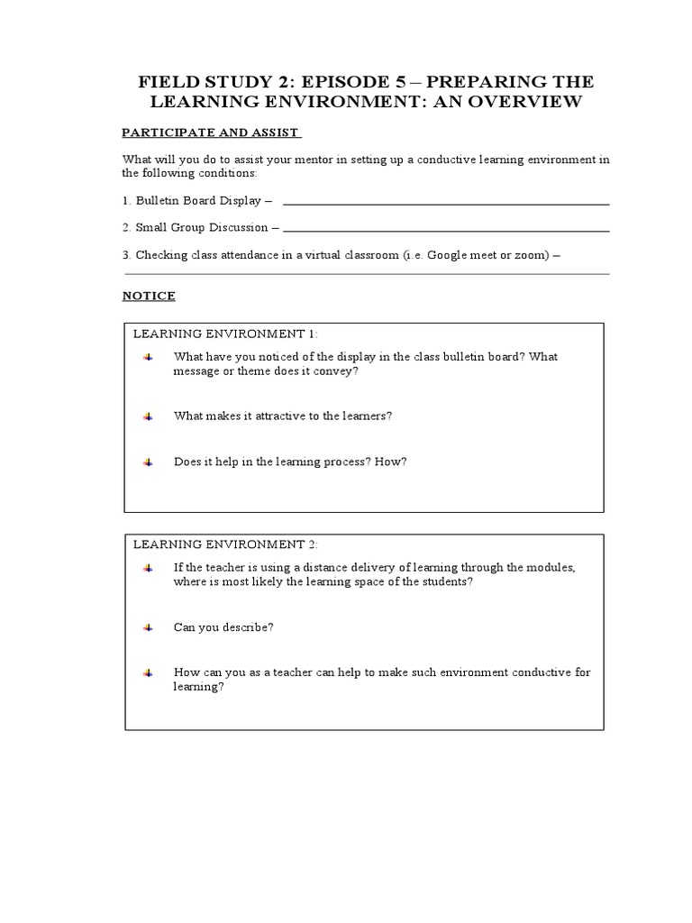 Field Study 2 5-10 | PDF | Classroom Management | Learning