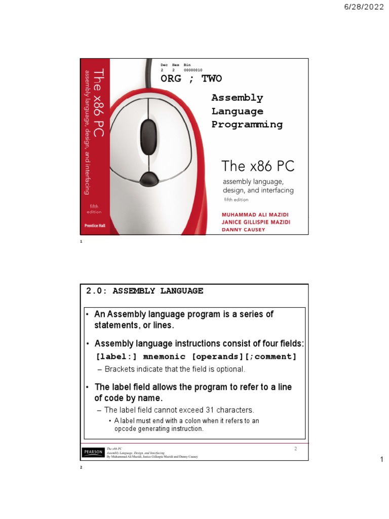 Ch 2 Assembly Language Programming Pdf Assembly Language Pointer Computer Programming