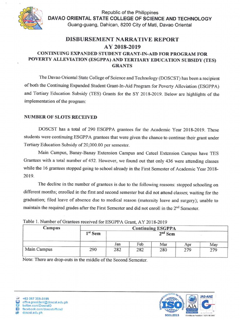 Disbursement Narrative Report | PDF