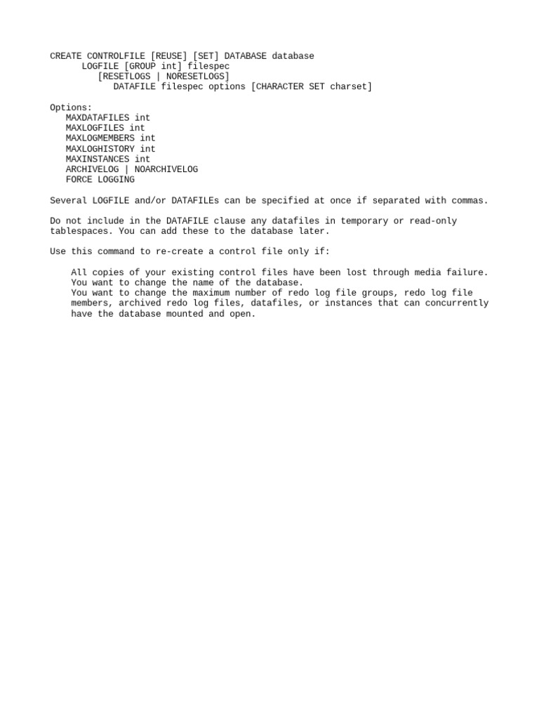 Create Controlfile | PDF