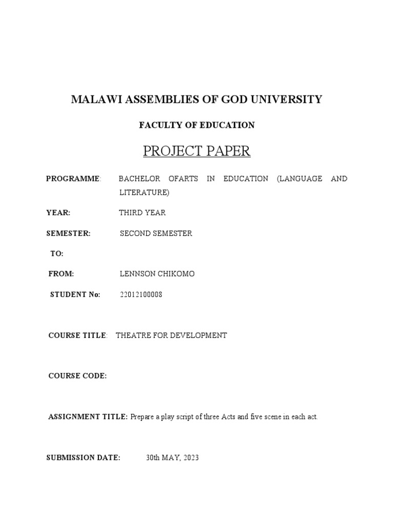 Sample Play For Theatre For Development | PDF