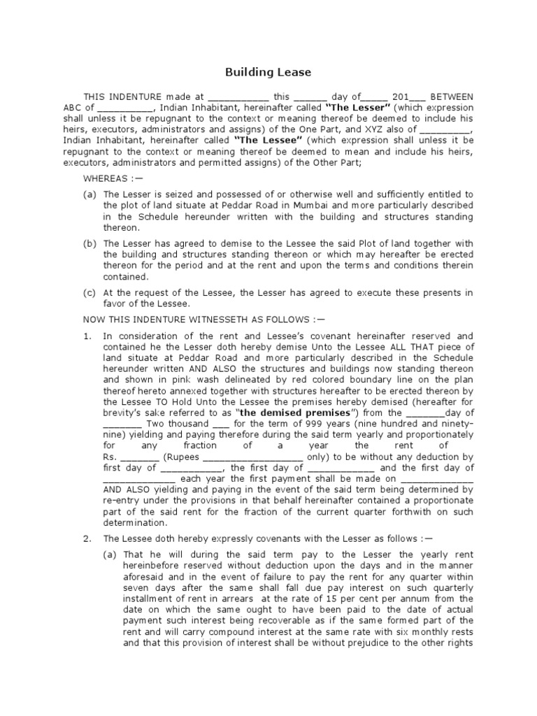 Building Lease | Download Free PDF | Lease | Insurance