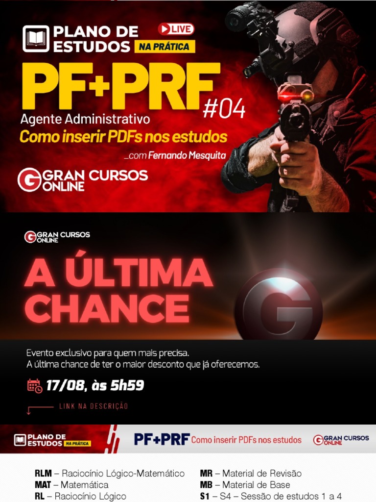 Plano de Estudos Na Prática - Agente ADM - PF e PRF Fernando Mesquita 04 | PDF