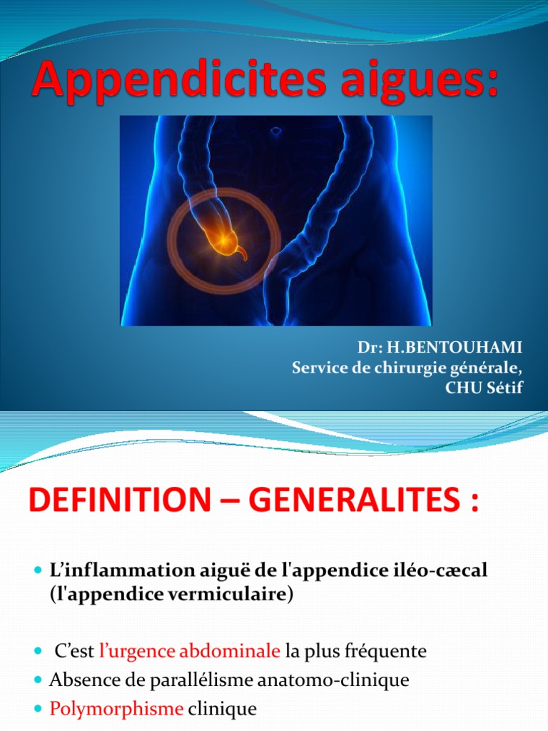 Appendicite Aiguë: Urgence et Traitement | PDF | Gastroentérologie ...