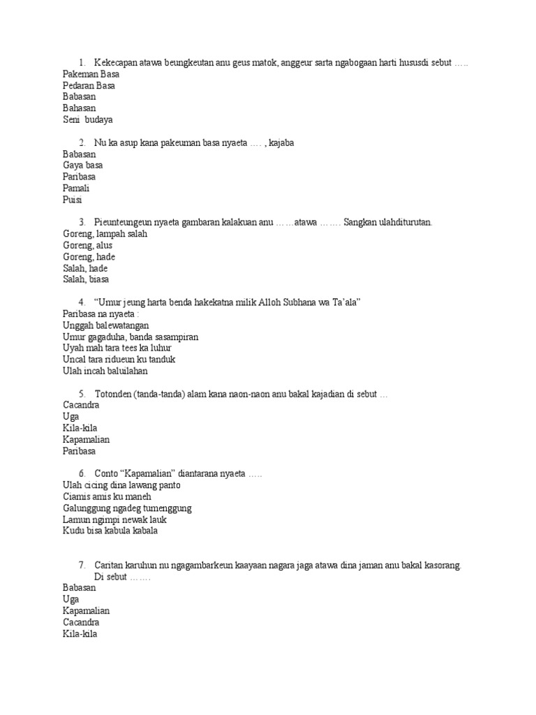 Soal Latihan B. Sunda XI 2122 | PDF