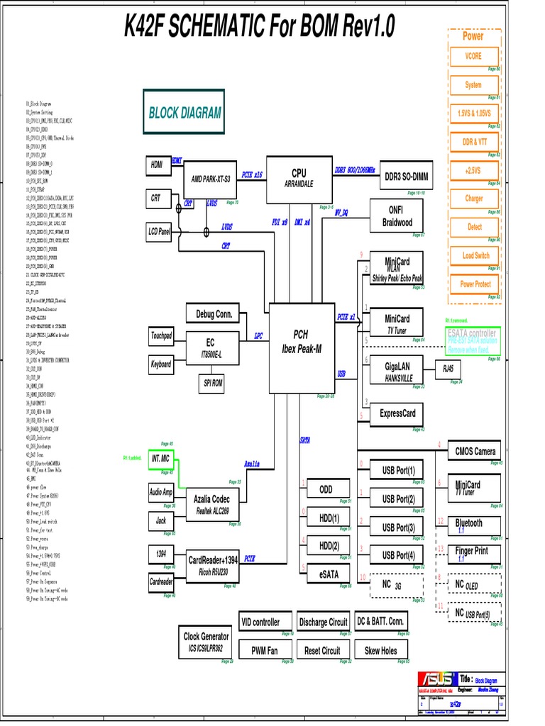 Asus K42F Rev1.0 Schematic Diagram | PDF | Digital Electronics ...