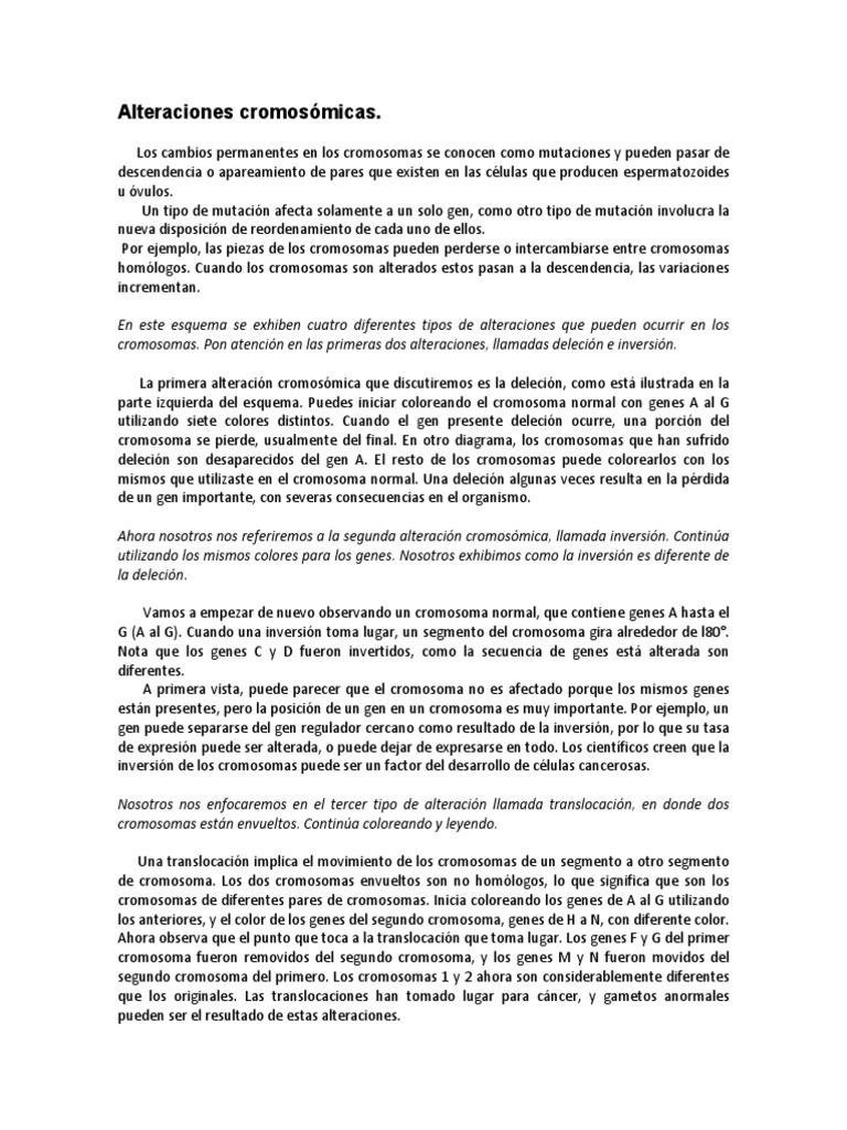 Alteraciones Cromosomicas | PDF