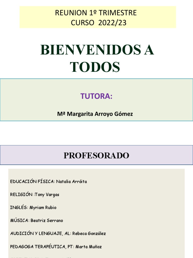 Reunión Primer Trimestre Escolar | PDF | Salón de clases | Tecnología ...