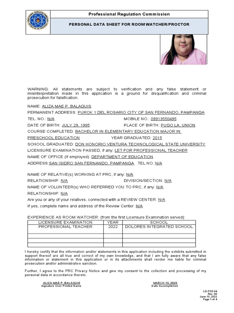 Aliza Mae's PRC Room Watcher Application | PDF | Justice | Crime & Violence