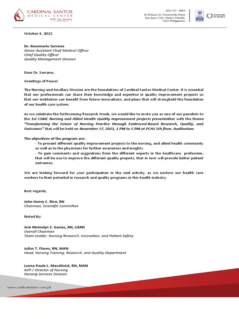 Invitation Letter To Dr. R. Serrano | PDF