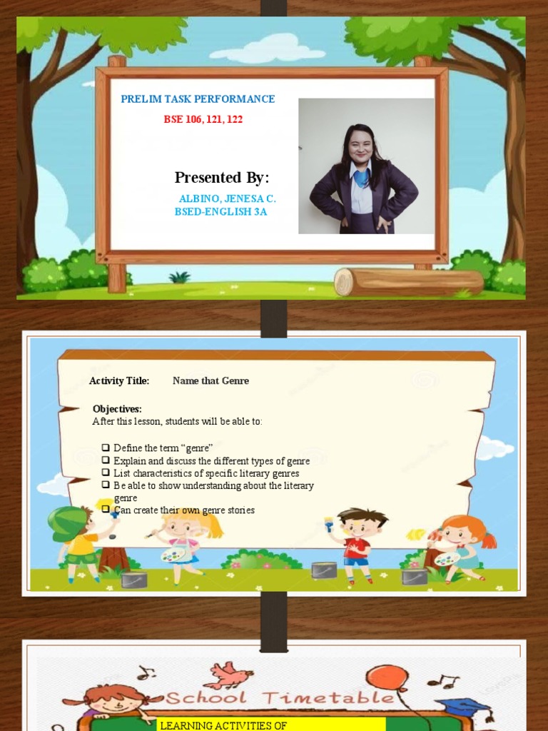 Prelim PPT Bse 106, 121,122 | PDF | Genre | Reading Comprehension