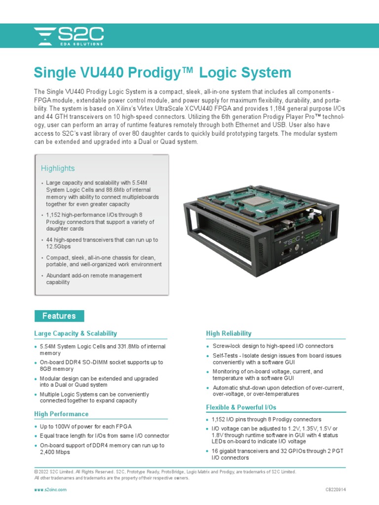 s2c Single Vu440 Prodigy Logic System Datasheet | PDF | Field Programmable Gate Array | Computer ...