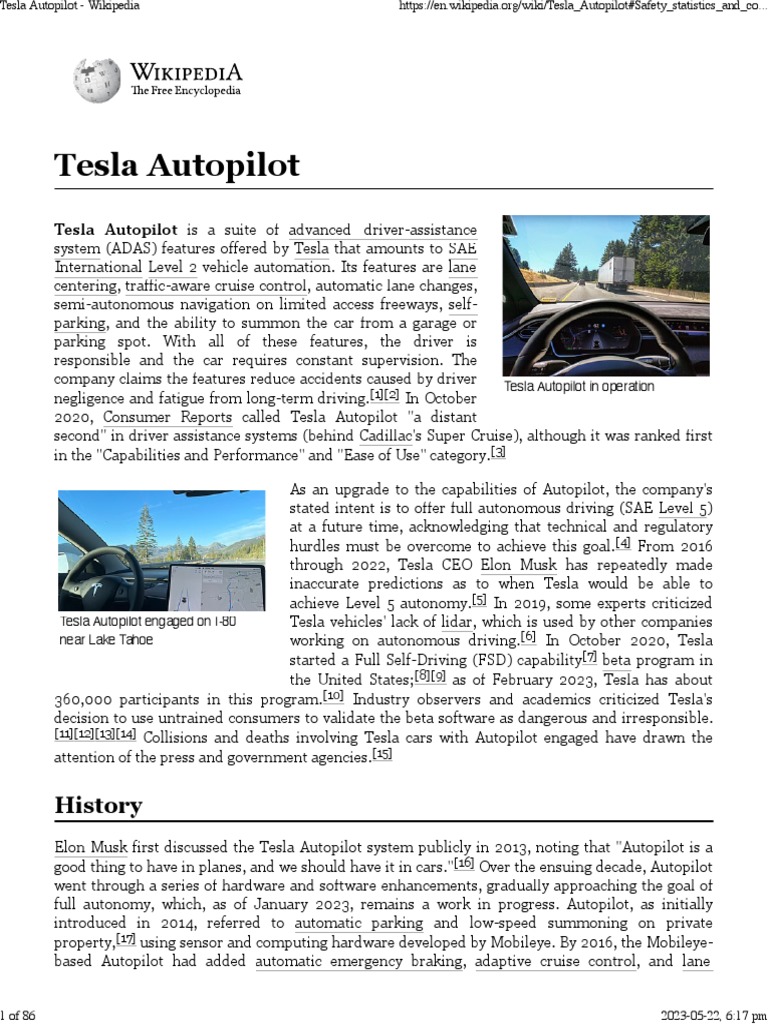 Tesla Autopilot - Wikipedia | PDF | Land Transport | Transportation ...
