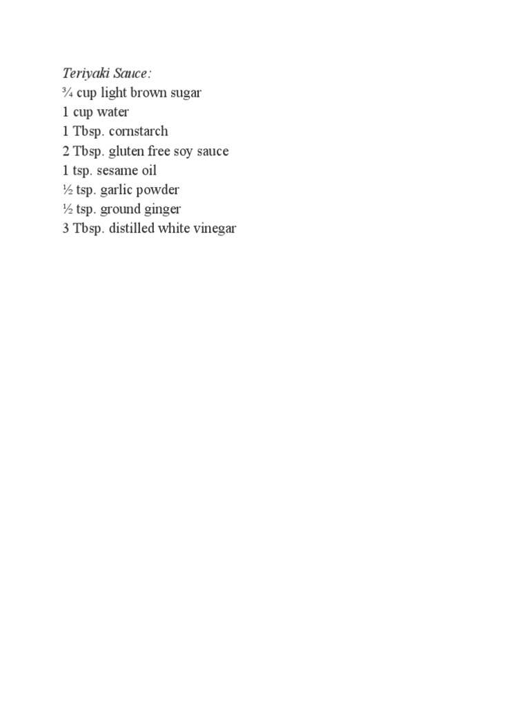 Teriyaki Sauce Pdf