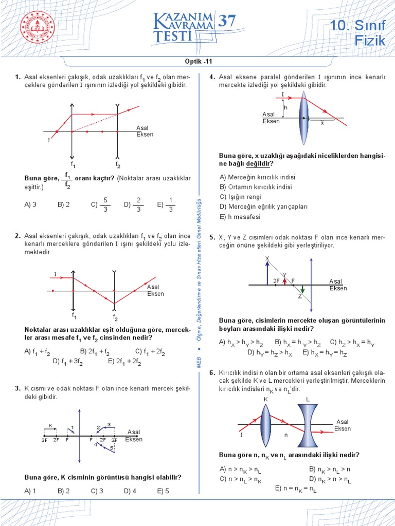 Sınıf Fizik Fizik: K 2 4 5 3 1 F F 2F 2F 3F 3F | PDF