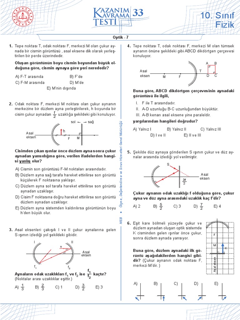 Sınıf Fizik Fizik: T F M Asal Eksen A B D C | PDF