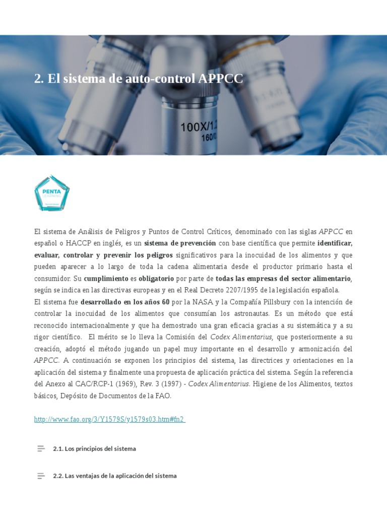 Unidad 2. El Sistema de Autocontrol APPCC | PDF | Análisis de Riesgo y ...
