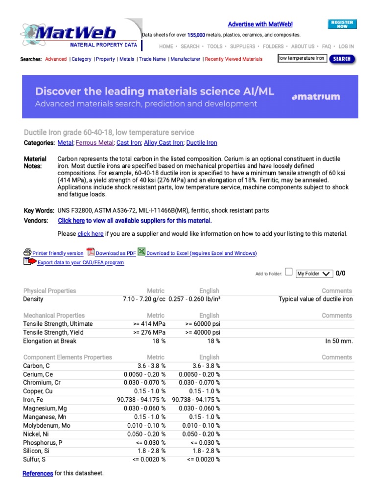 Ductile Iron Grade 60-40-18, Low Temperature Service | PDF | Strength ...