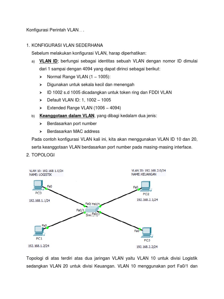 Konfigurasi Perintah VLAN Sederhana | PDF