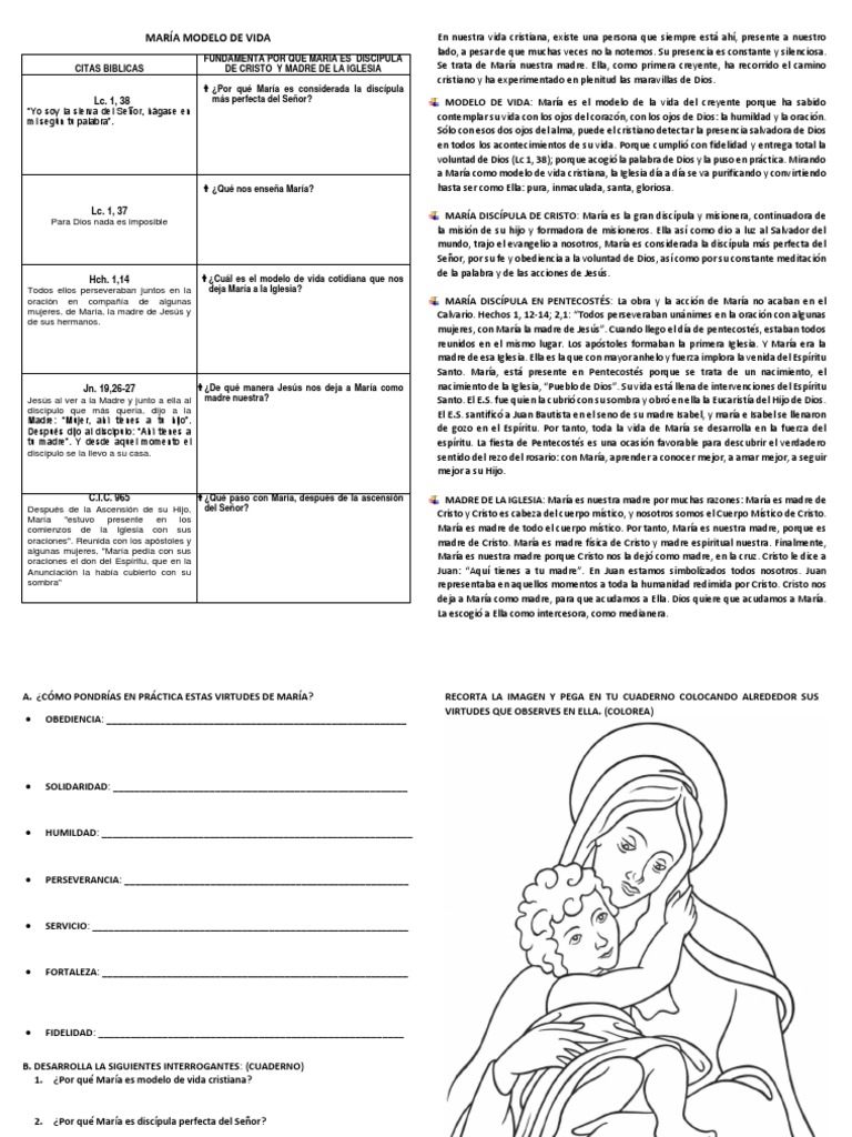 María: Modelo de Vida Cristiana | PDF | María, madre de Jesús | Cristo ...