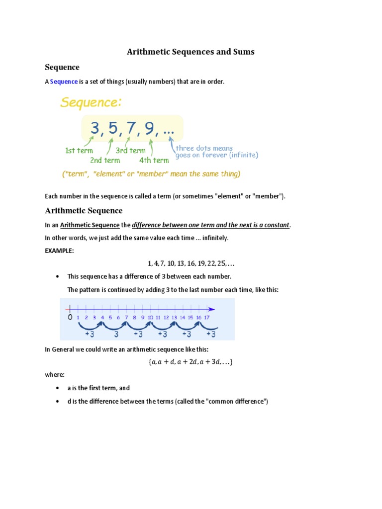 Arithmetic Sequences and Sums | PDF | Sequence | Summation