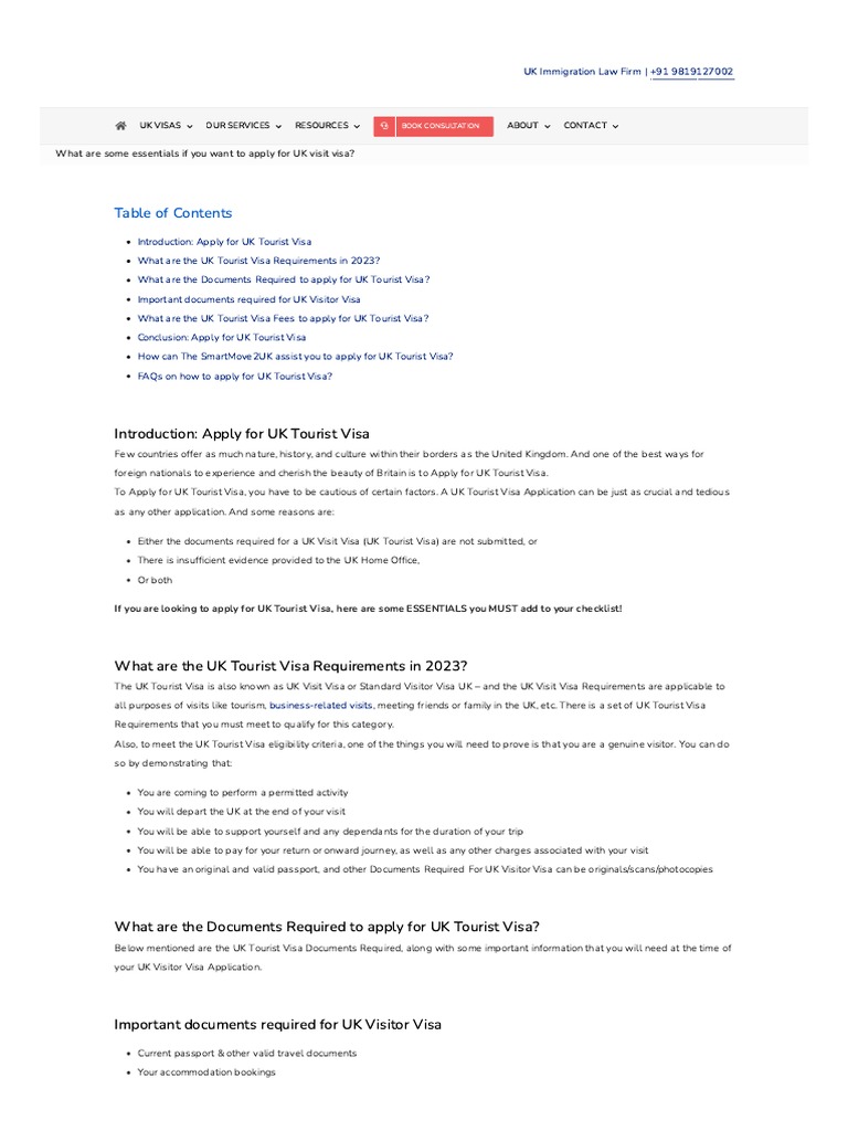 Essentials For Applying For A Visit Visa To UK | PDF | Travel Visa ...