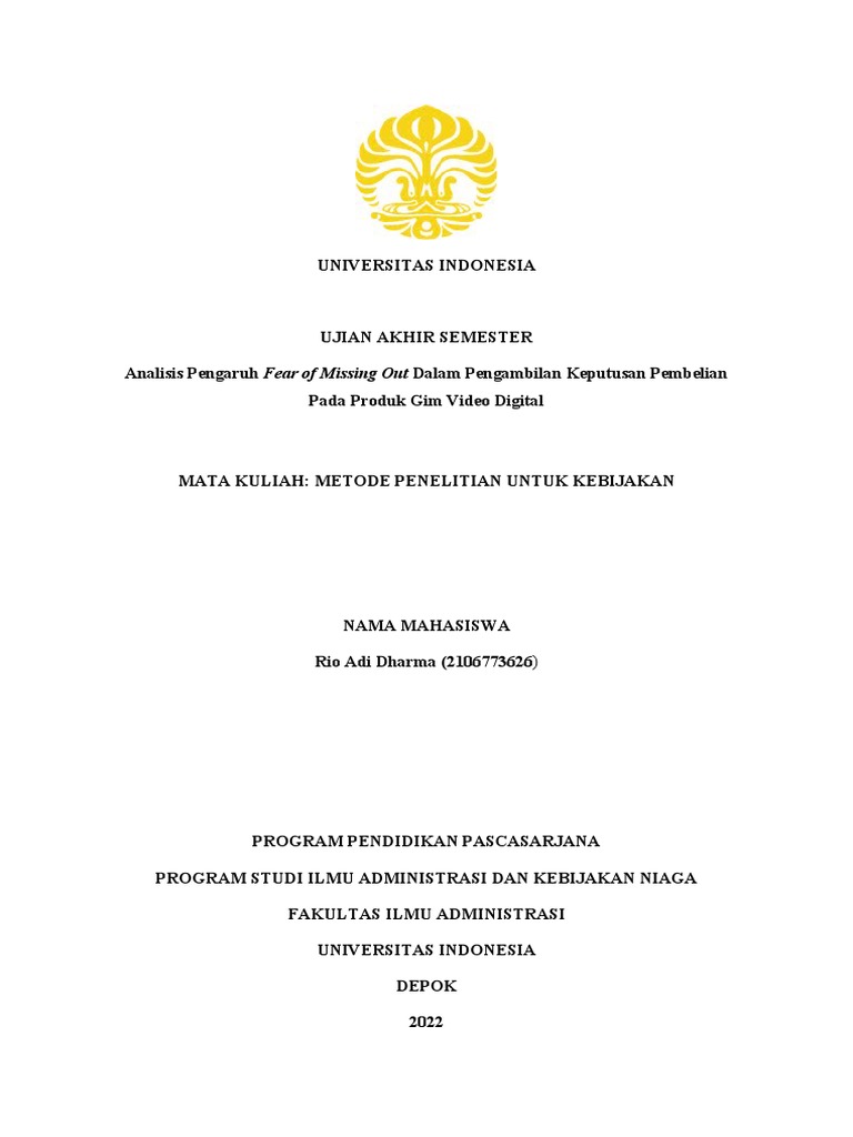 Draft Proposal Tesis - Rio Adi Dharma | PDF