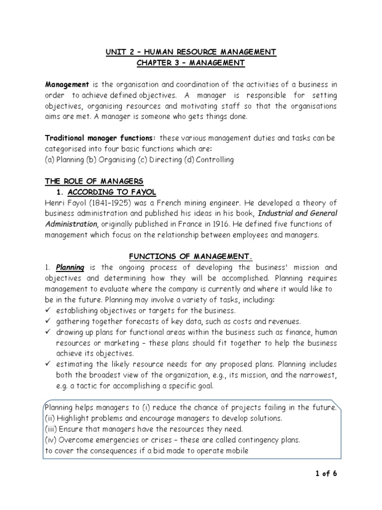 Unit 2 - Chapter 3 - Management | PDF | Leadership | Psychological Concepts