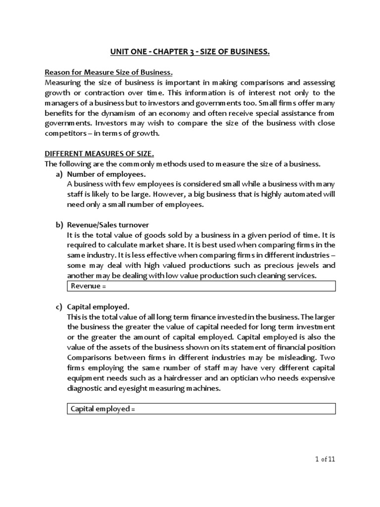 Measuring Business Size: Key Methods | PDF | Mergers And Acquisitions ...
